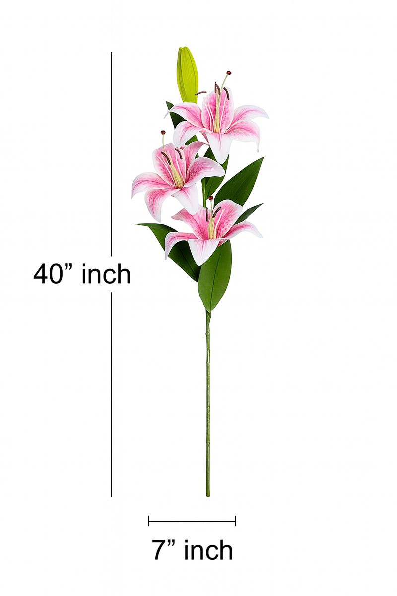 40" INCH Large Artificial Lily Flowers with Fruit – Realistic DARK PIN ...