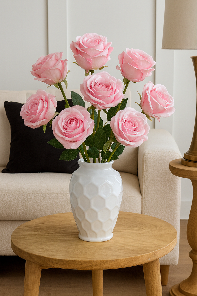 PINK Velvet Artificial Rose Stem – 30” INCH Long Single Flower with Re ...