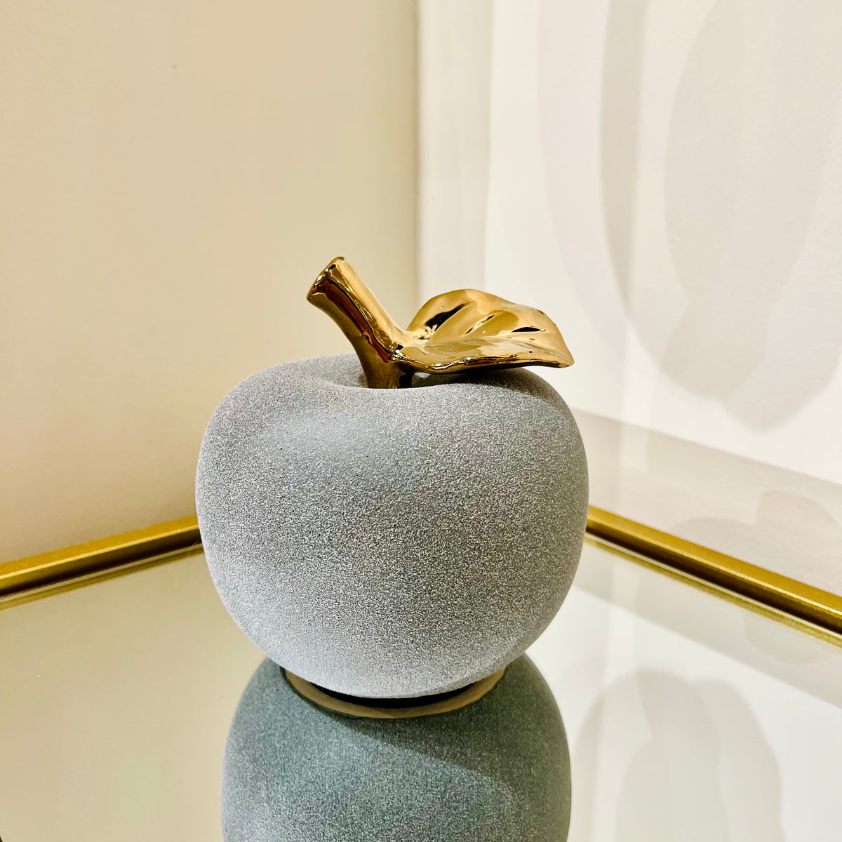 Apple Shape Grey and Gold Decor Centre Piece Sculpture in Ceramic Mode ...