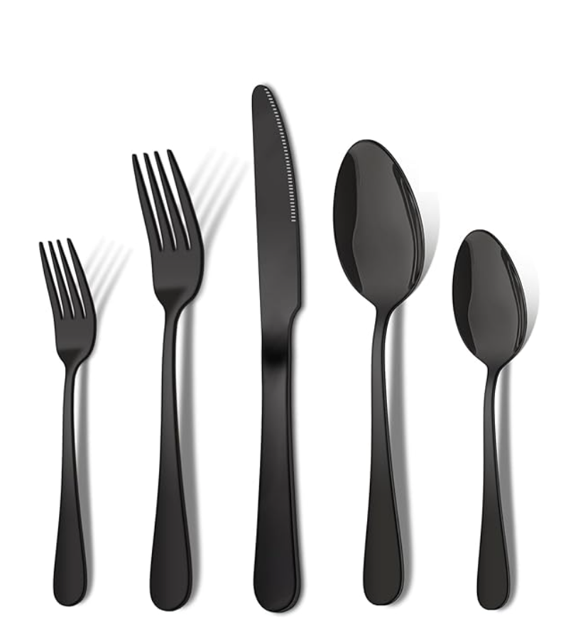 CLASSY Black Cutlery Tableware Set 30 Pieces Cutlery Stainless Steel S ...