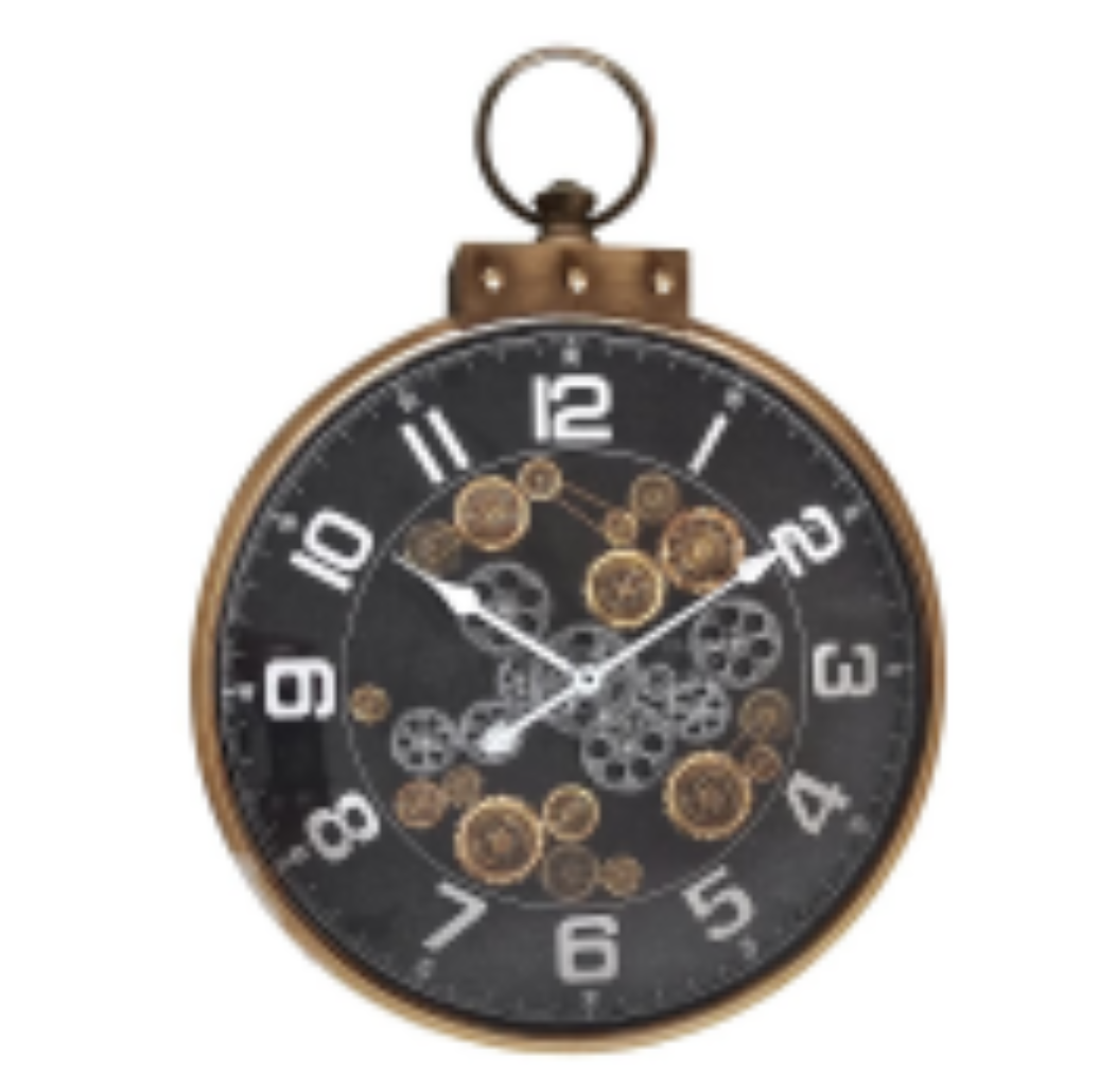 Large Wall Clock Metal Rotating Gears Wall Clock in Gold and Black Rou ...