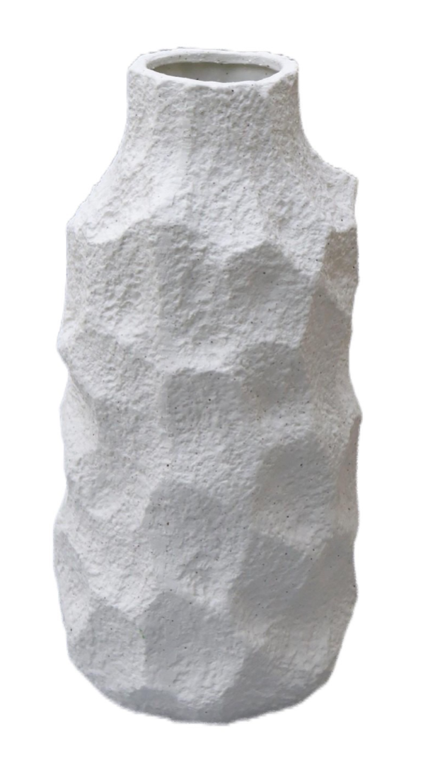 Vase Ceramic Large Centre Piece White Textured Vase Modern Flower Pot ...
