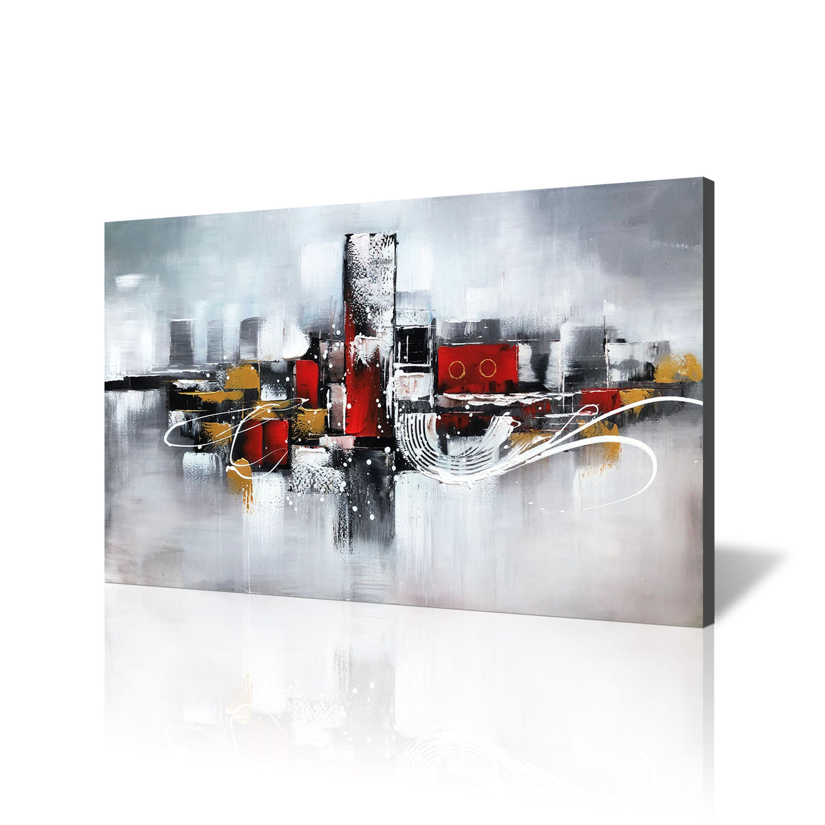 Handmade Abstract Building Oil Painting on Canvas – Papiyona